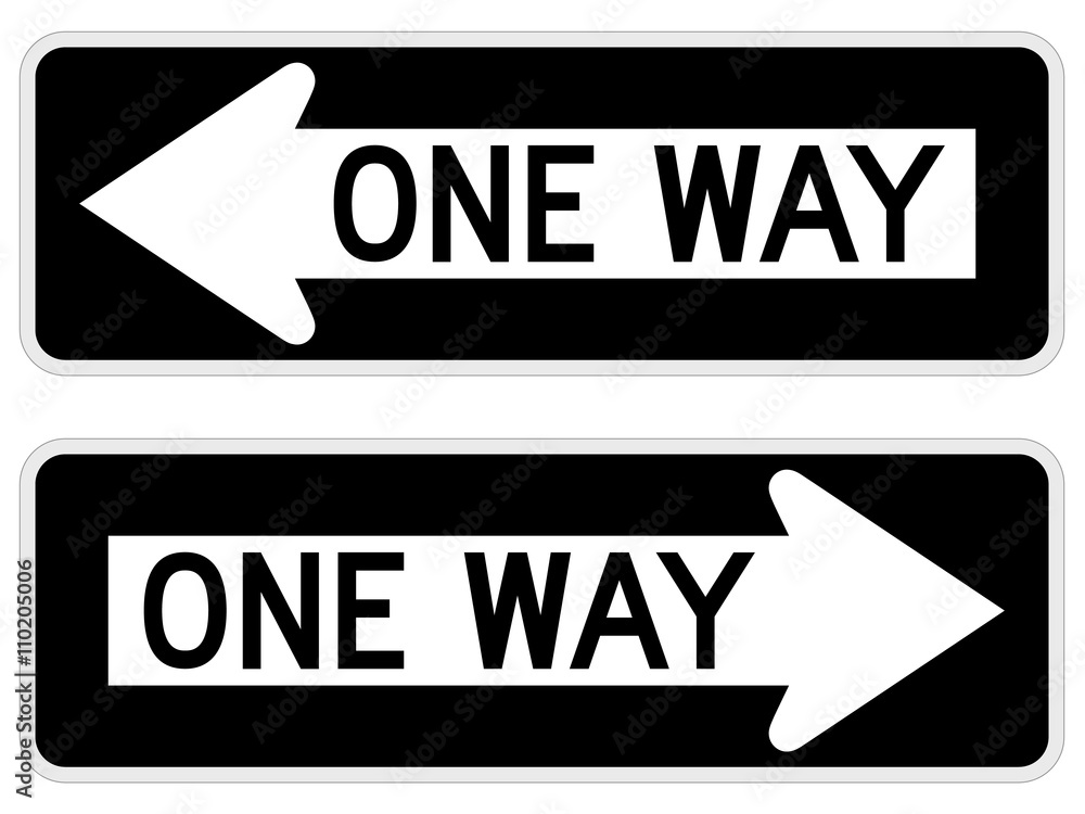 Vector illustration of a "one way" road/street sign. Stock Vector ...