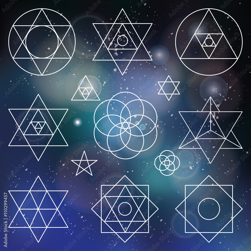 Sacred geometry symbols elements.Outline.Blurred Stock Vector | Adobe Stock