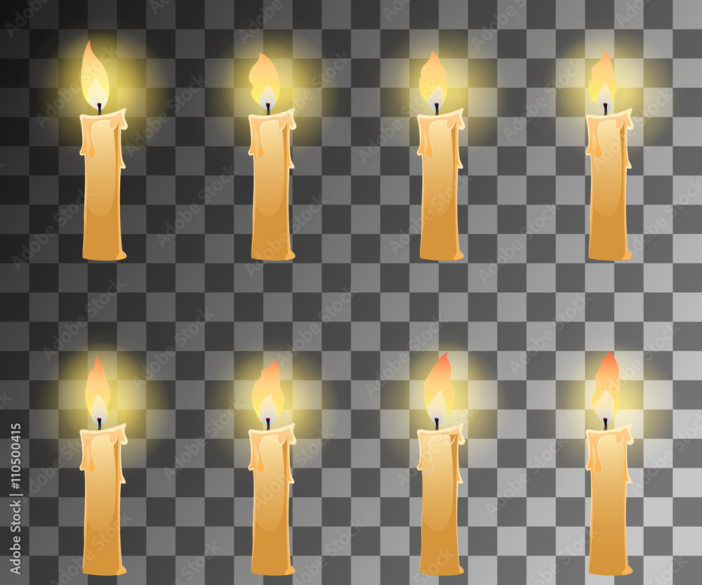 Cartoon candle with fire animation on transparent background with ...