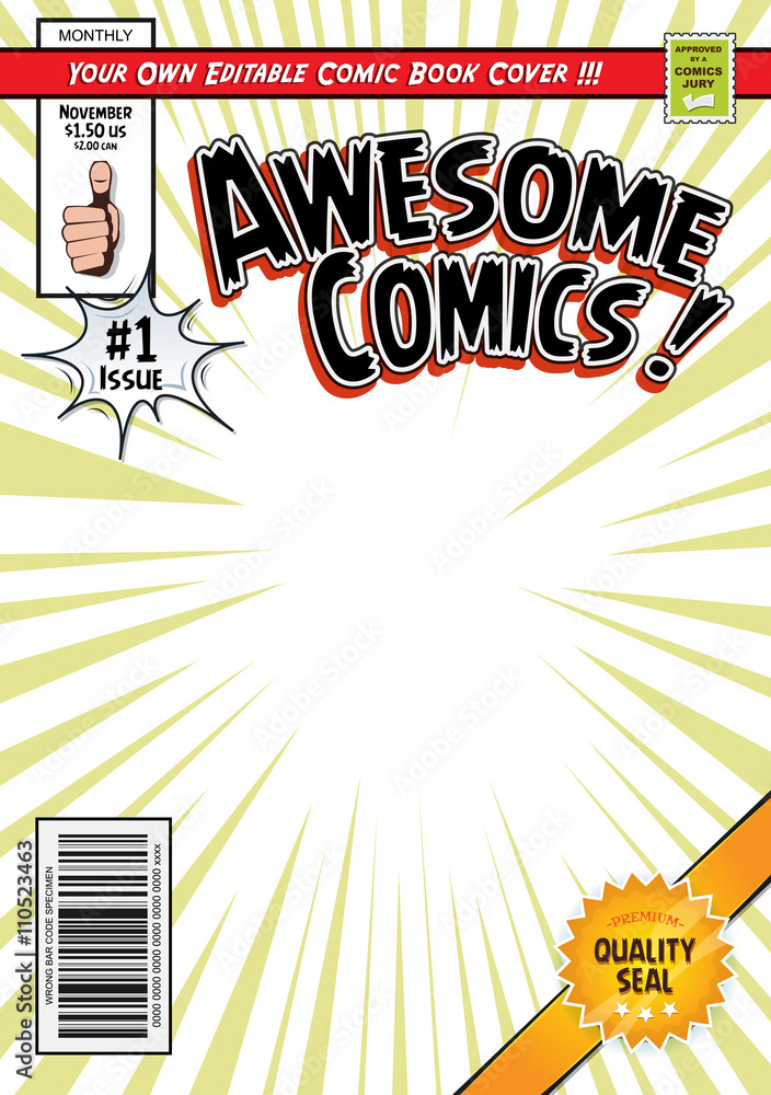 Comic Book Cover Template Stock Vector | Adobe Stock