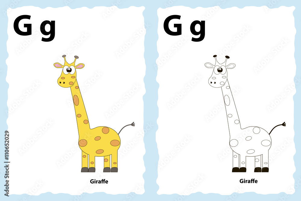 alphabet coloring book page with outline clip art to color. Letter G ...