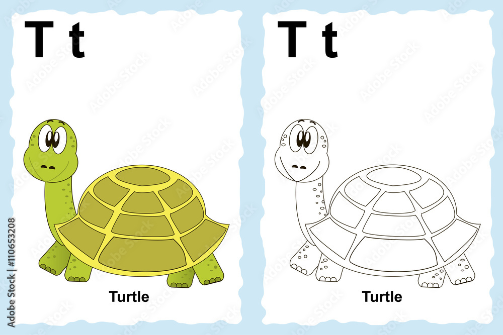 alphabet coloring book page with outline clip art to color. Letter T ...