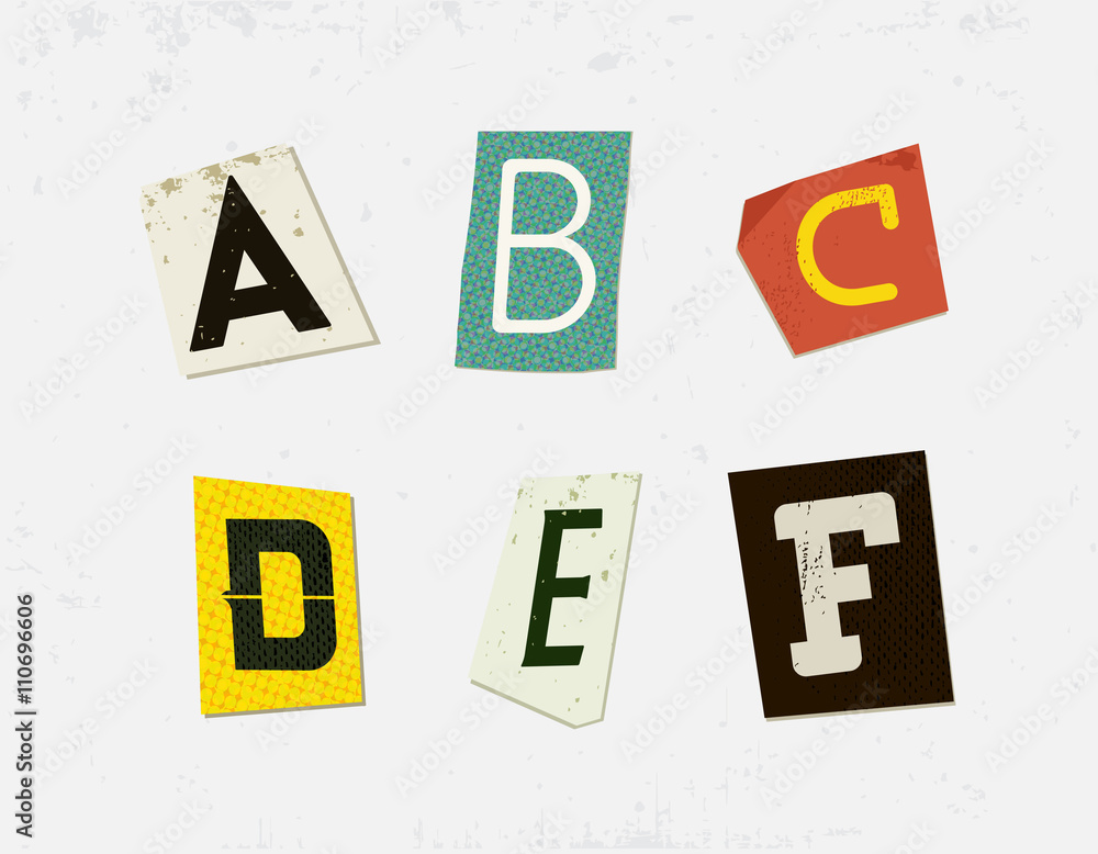 Colorful Newspaper Cut Letters Set Stock Vector | Adobe Stock