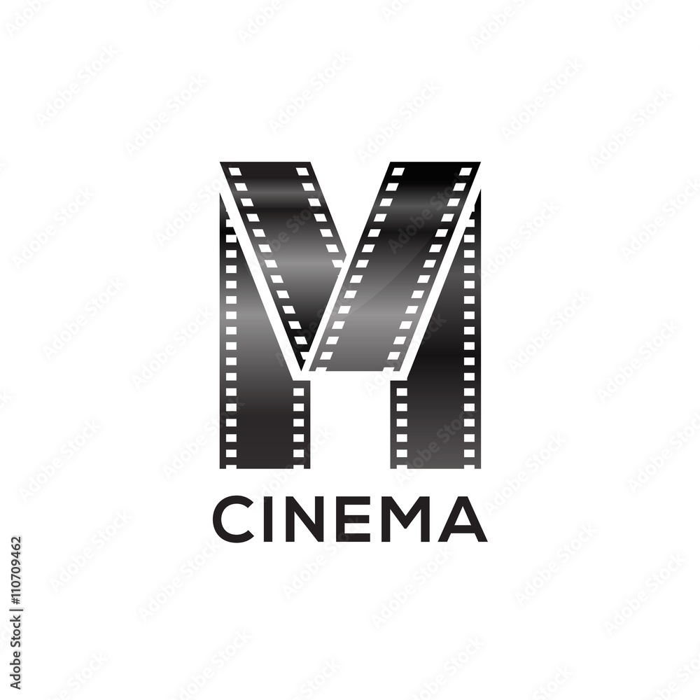 Abstract letter M logo for negative videotape film production Stock ...