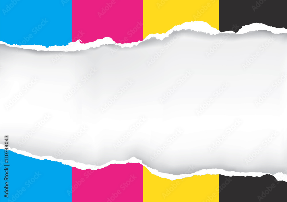 Ripped paper with print colors. Ripped paper with place for your image ...