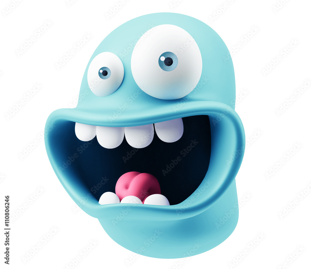 Scared Emoticon Face. 3d Rendering. Stock Illustration | Adobe Stock