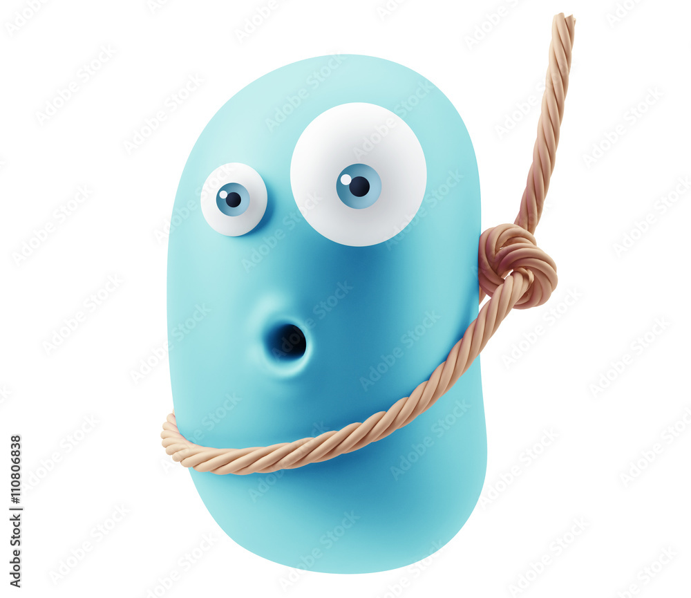 Hanging Gallow Emoji Cartoon. 3d Rendering. Stock Illustration | Adobe ...