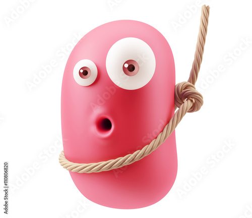 Hanged with a rope Emoticon Face. 3d Rendering. – Stock-Illustration ...