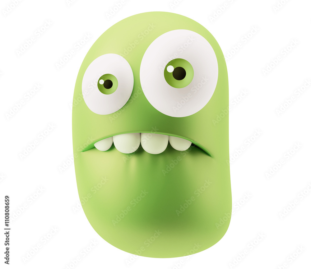 Shocked Emoticon Character Face Expression. 3d Rendering. Stock ...