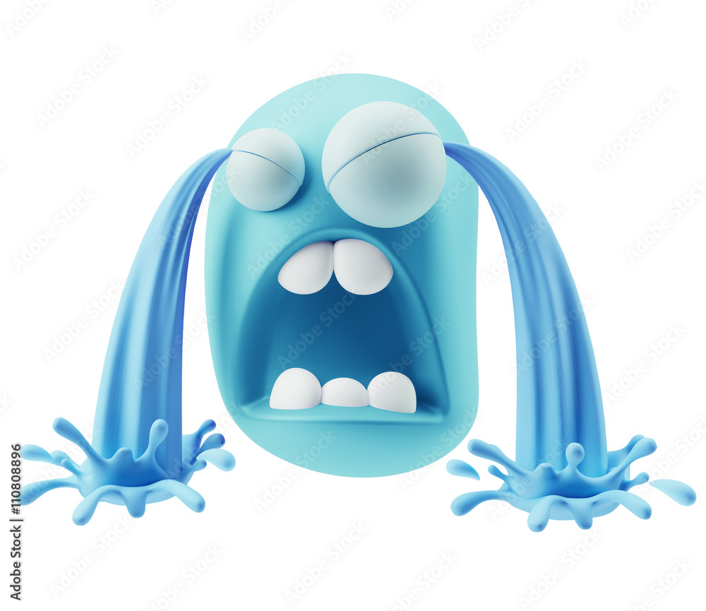 Cry Emoticon Face. 3d Rendering. Stock Illustration | Adobe Stock