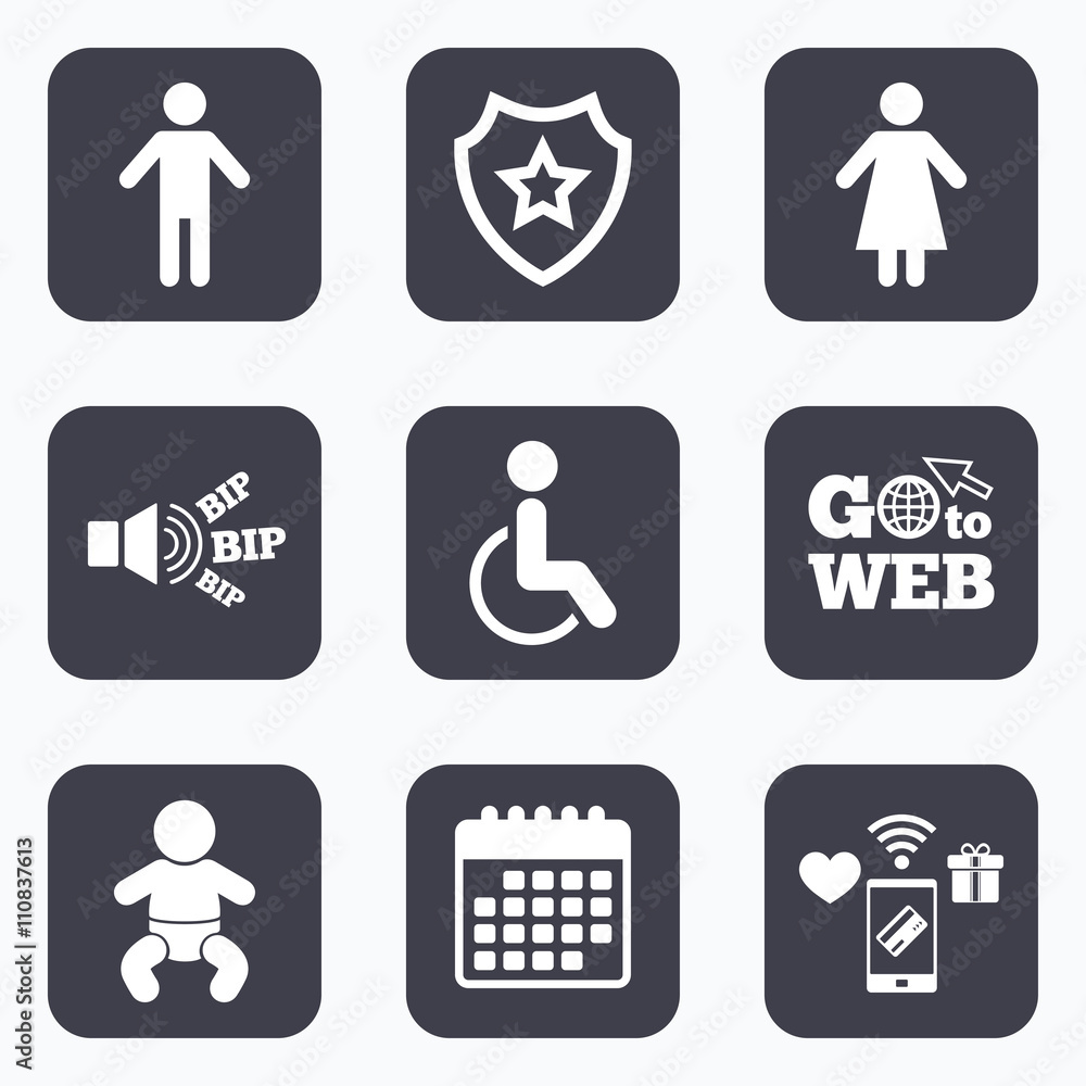 WC toilet icons. Human male or female signs. Stock Vector | Adobe Stock