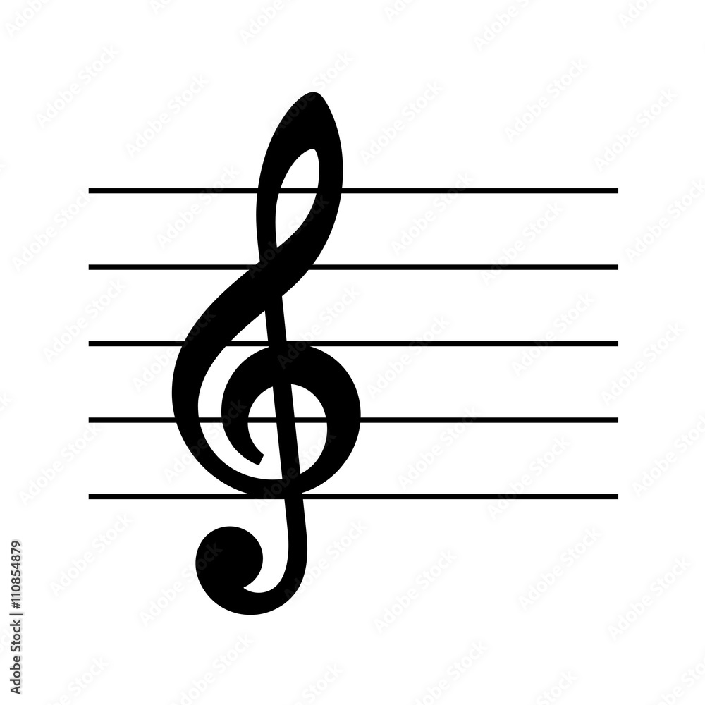 Vector musical key icon. Set of Music Notes / Symbols. Flat design ...