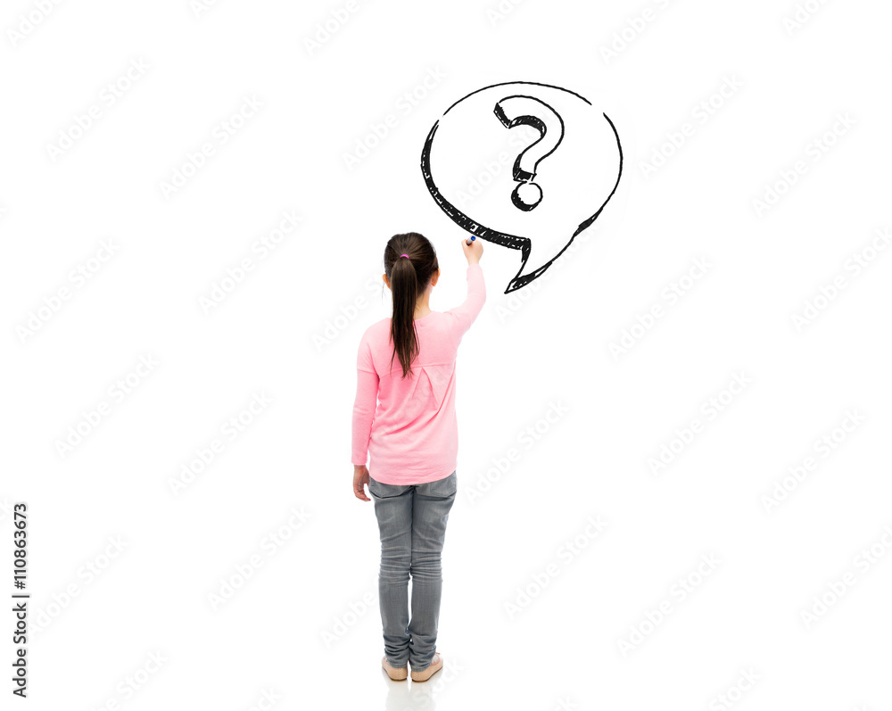 little girl with marker drawing question mark Stock Photo | Adobe Stock
