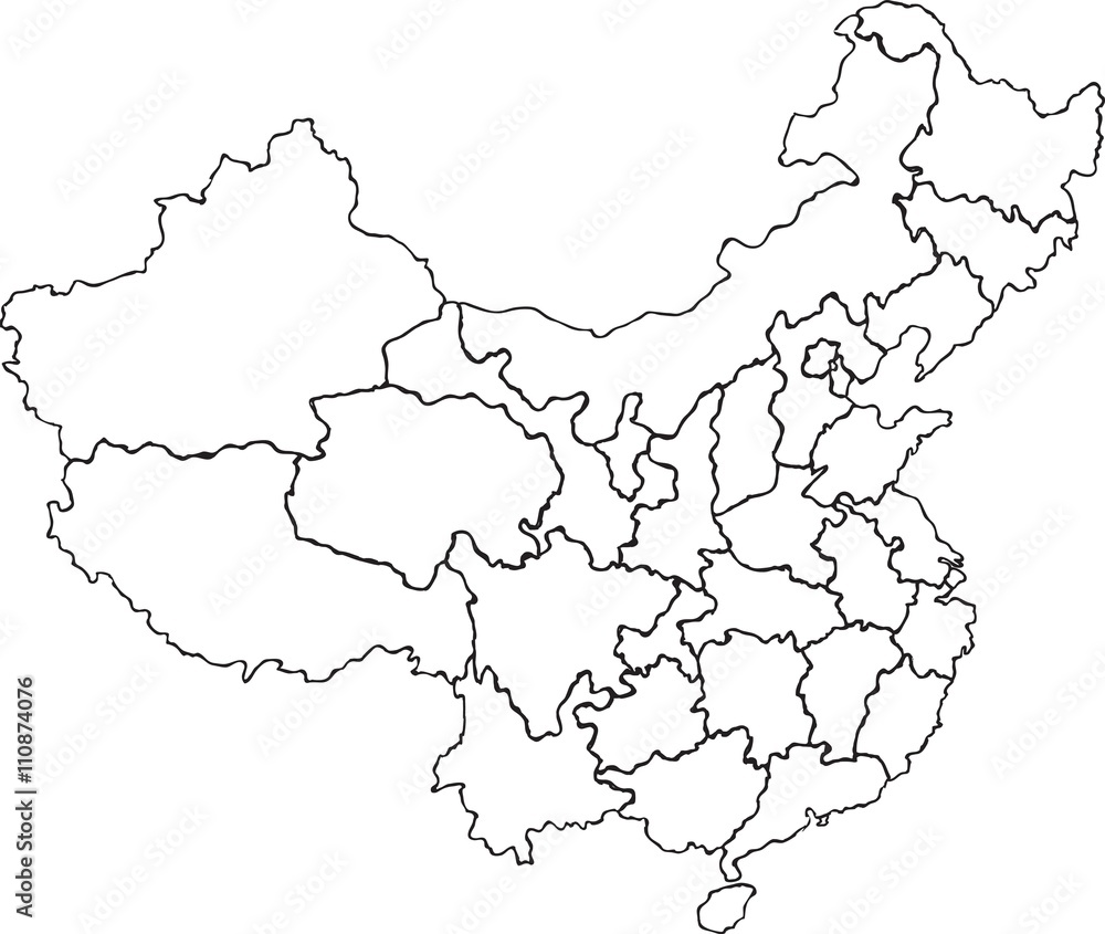Freehand China map sketch on white background. Vector illustration ...