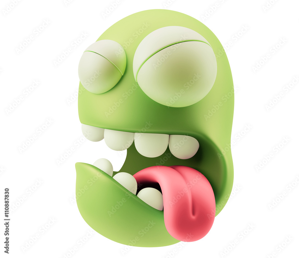 Disgust Emoticon Face. 3d Rendering. Stock Illustration | Adobe Stock