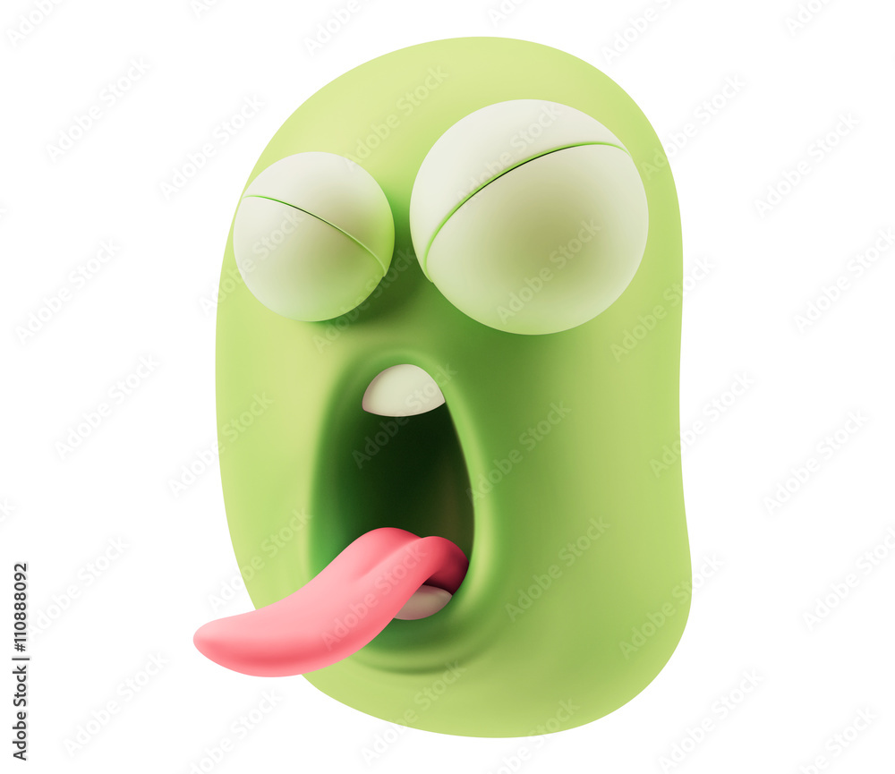 Hate Emoticon Character Face Expression. 3d Rendering. Stock ...