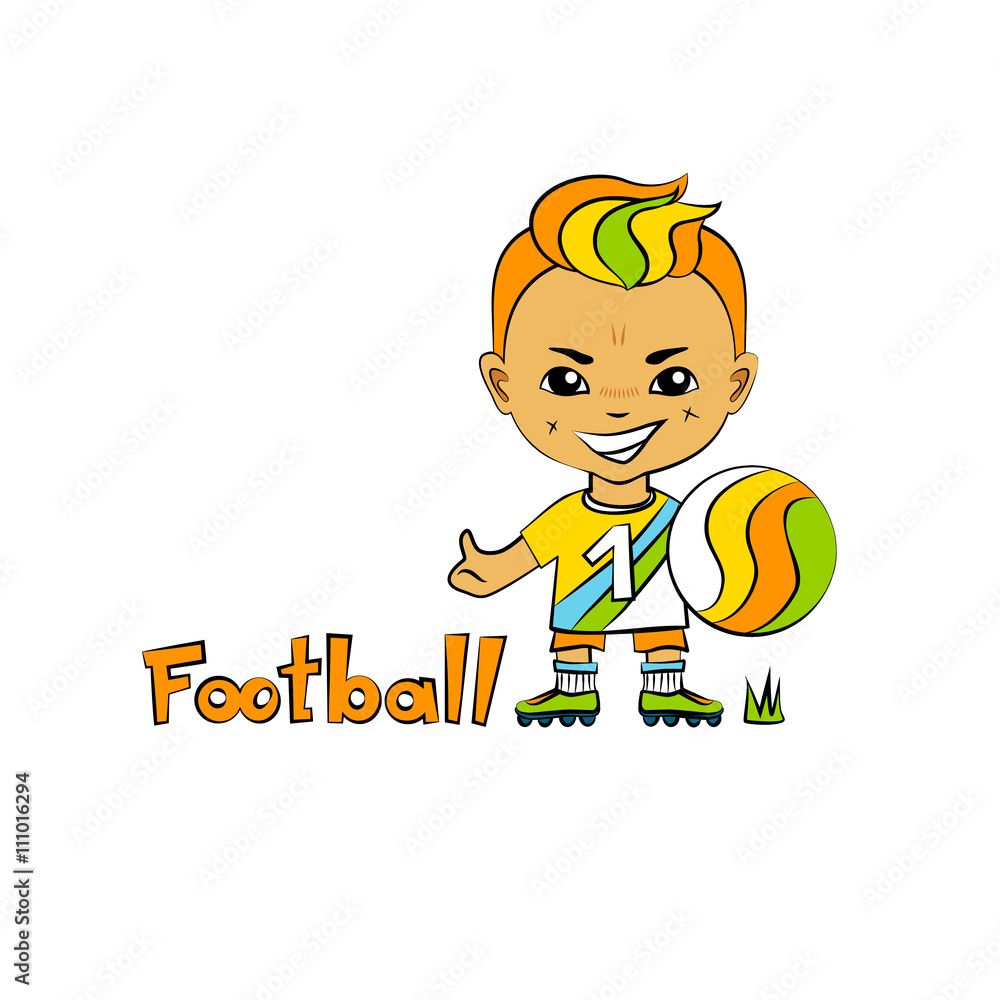 Cartoon Boy Football-Player Stock Vector | Adobe Stock