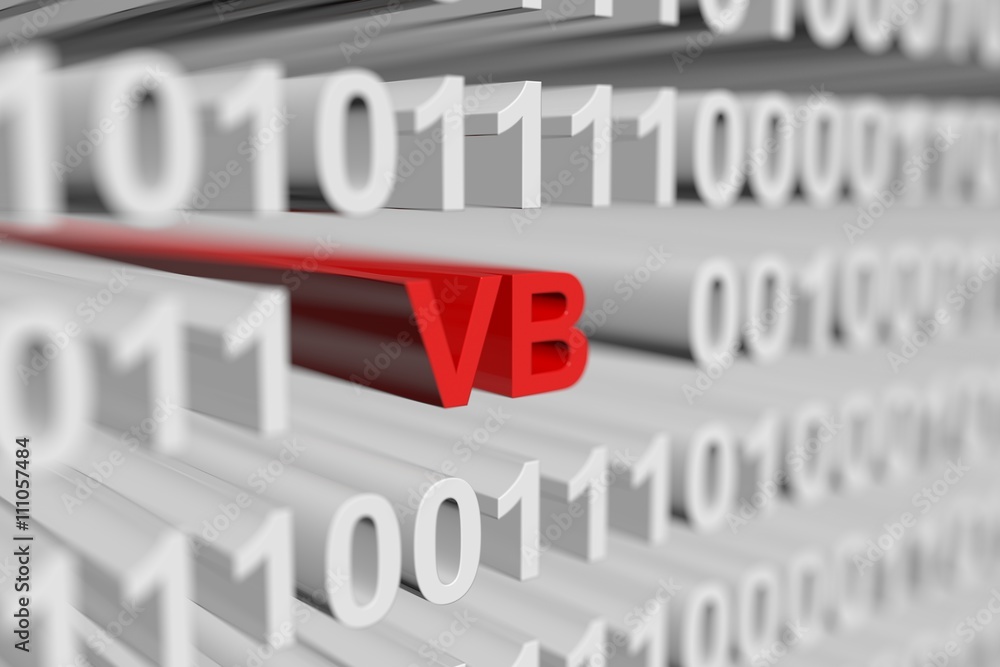 VB as a binary code with blurred background 3D illustration Stock Illustration | Adobe Stock