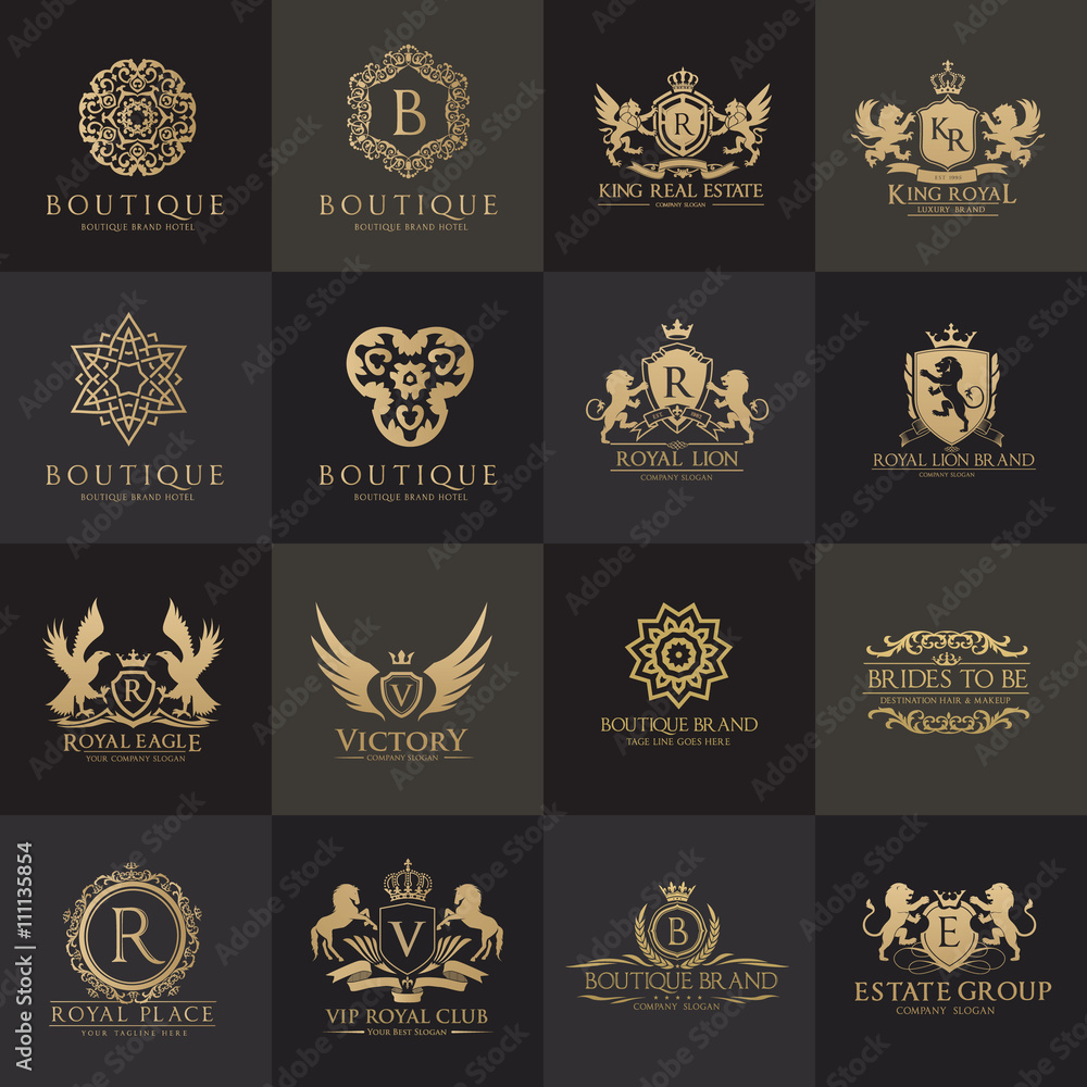 Luxury royal crest logo collection design for hotel and fashion brand ...