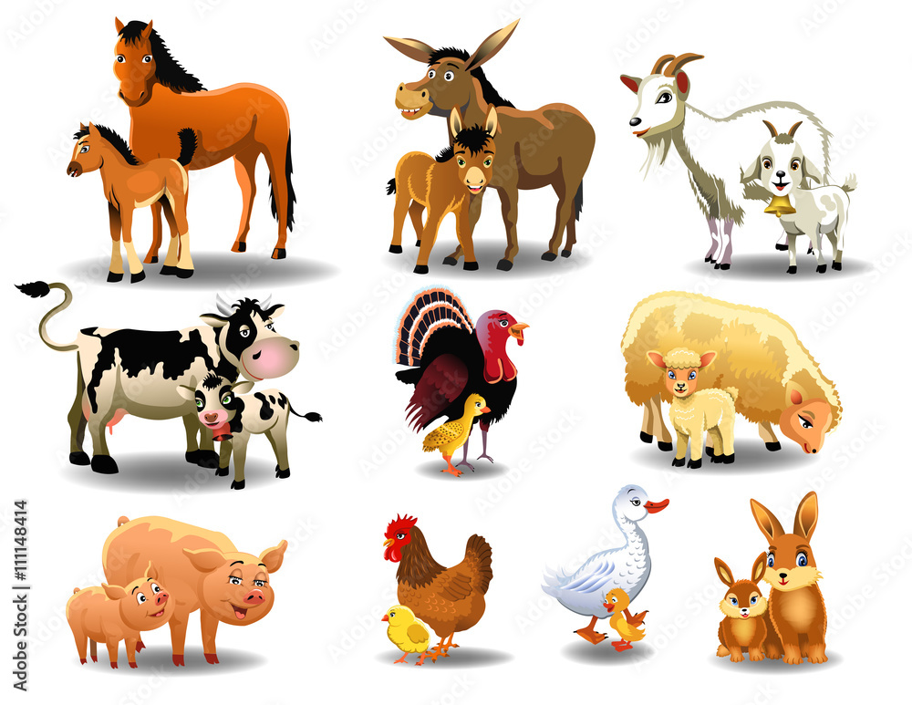 farm animals and their babies Stock Vector | Adobe Stock