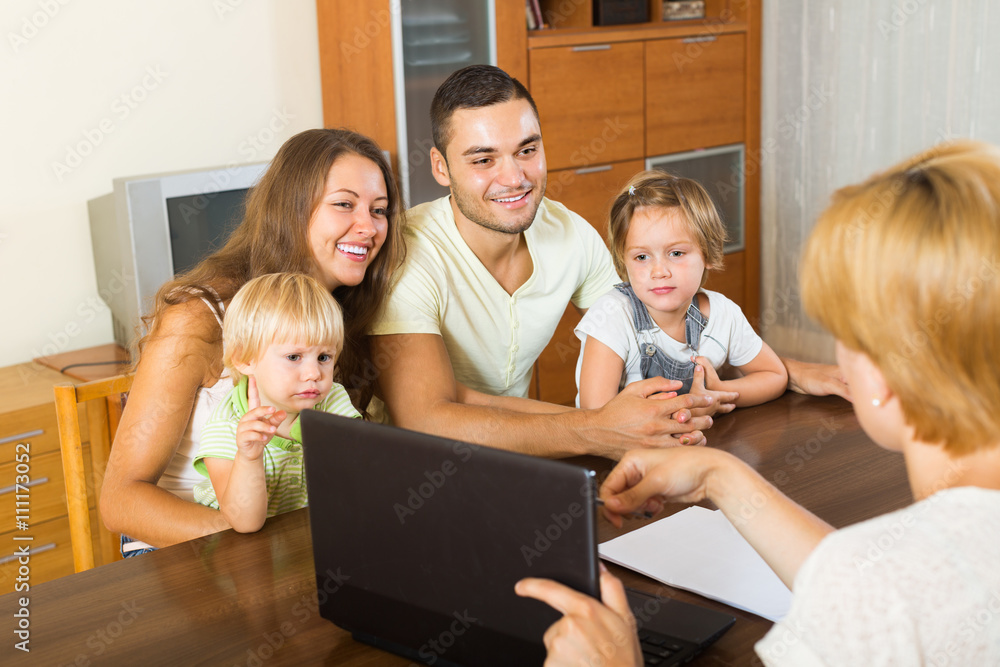 Family with social worker Stock Photo | Adobe Stock