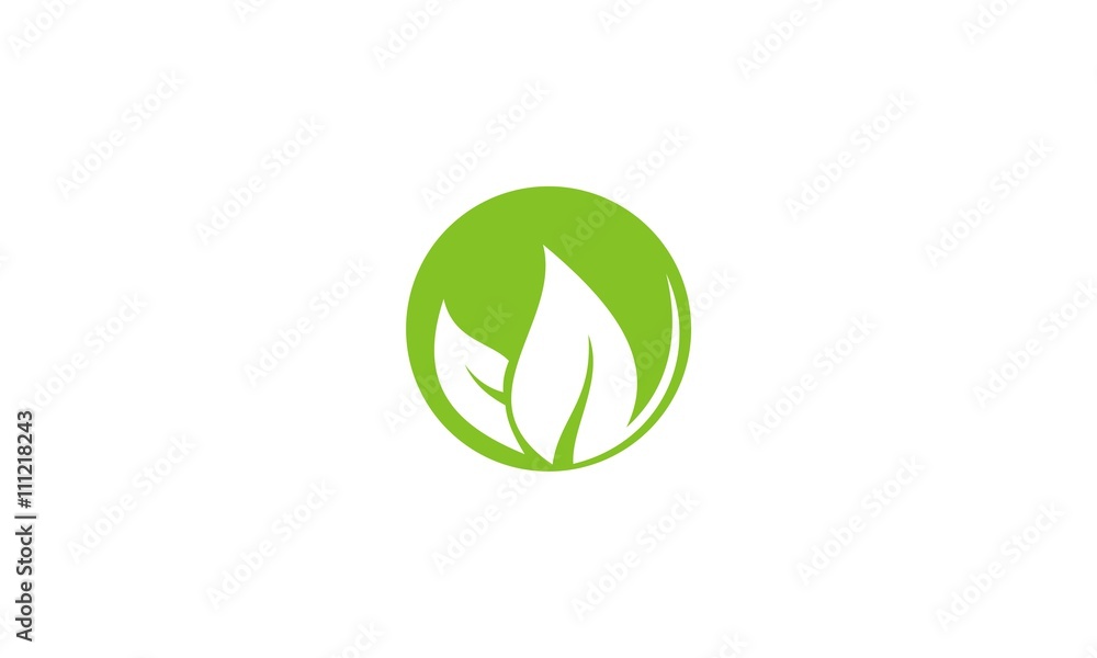 Organic bio green leaf logo design with the silhouette of a single ...