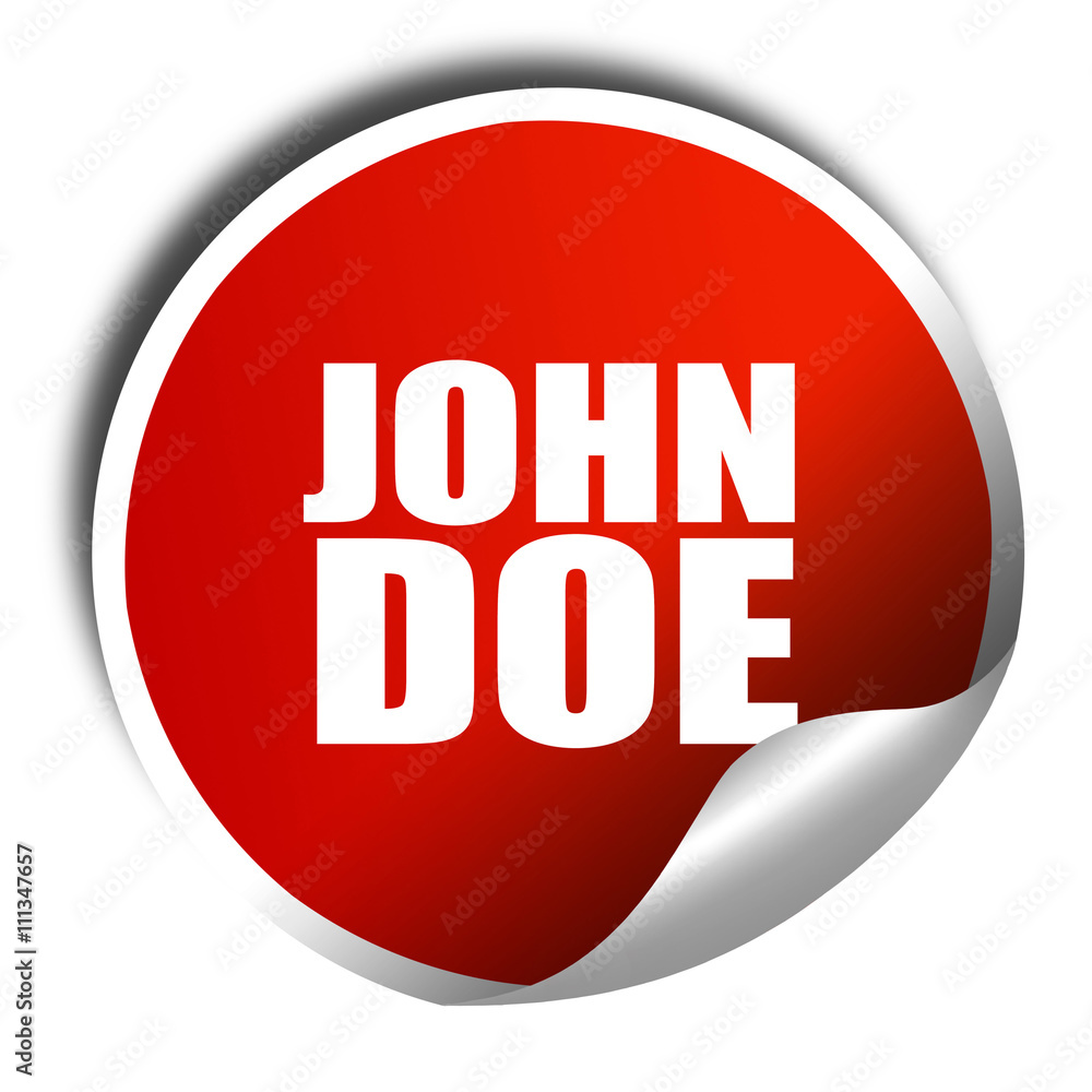 Ilustración de Stock John doe, 3D rendering, red sticker with white ...