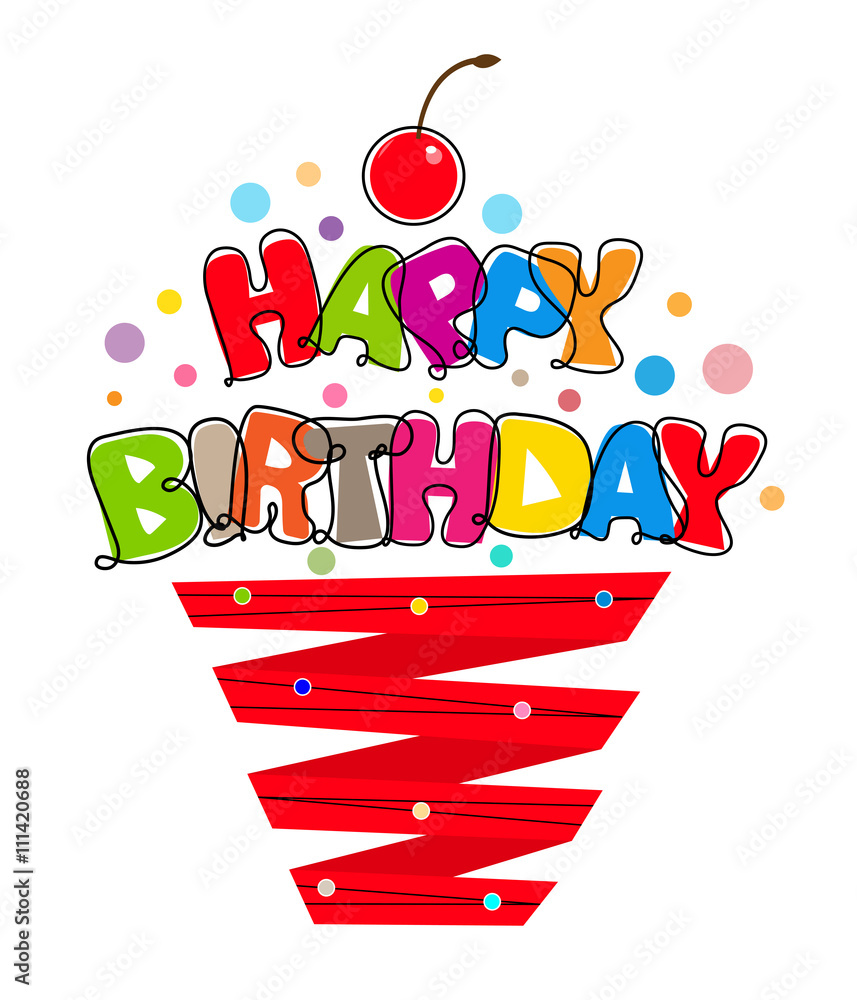 Birthday Cupcake Sign - Stylized birthday sign in a shape of a cupcake ...