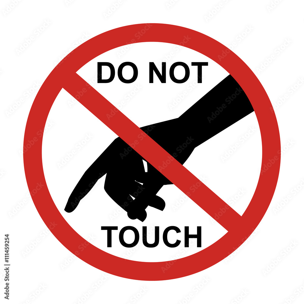 Do not touch sign with black hand isolated on white background vector ...