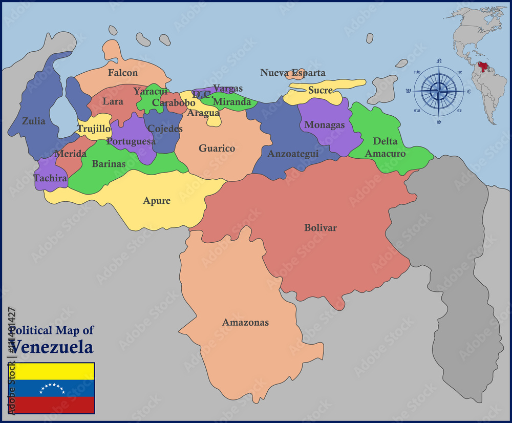 Political Map of Venezuela Stock Vector | Adobe Stock