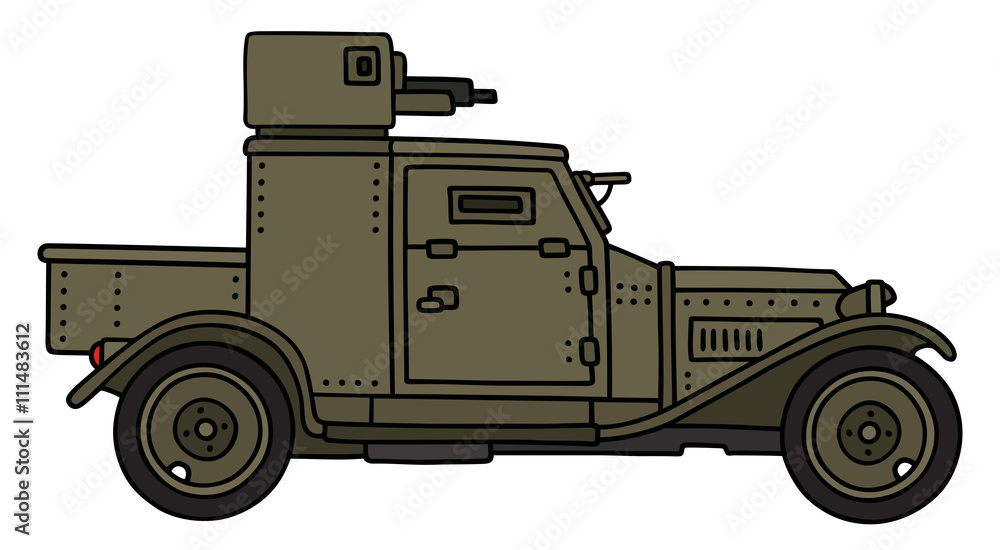 Vintage armoured car / Hand drawing, vector illustration Stock Vector ...