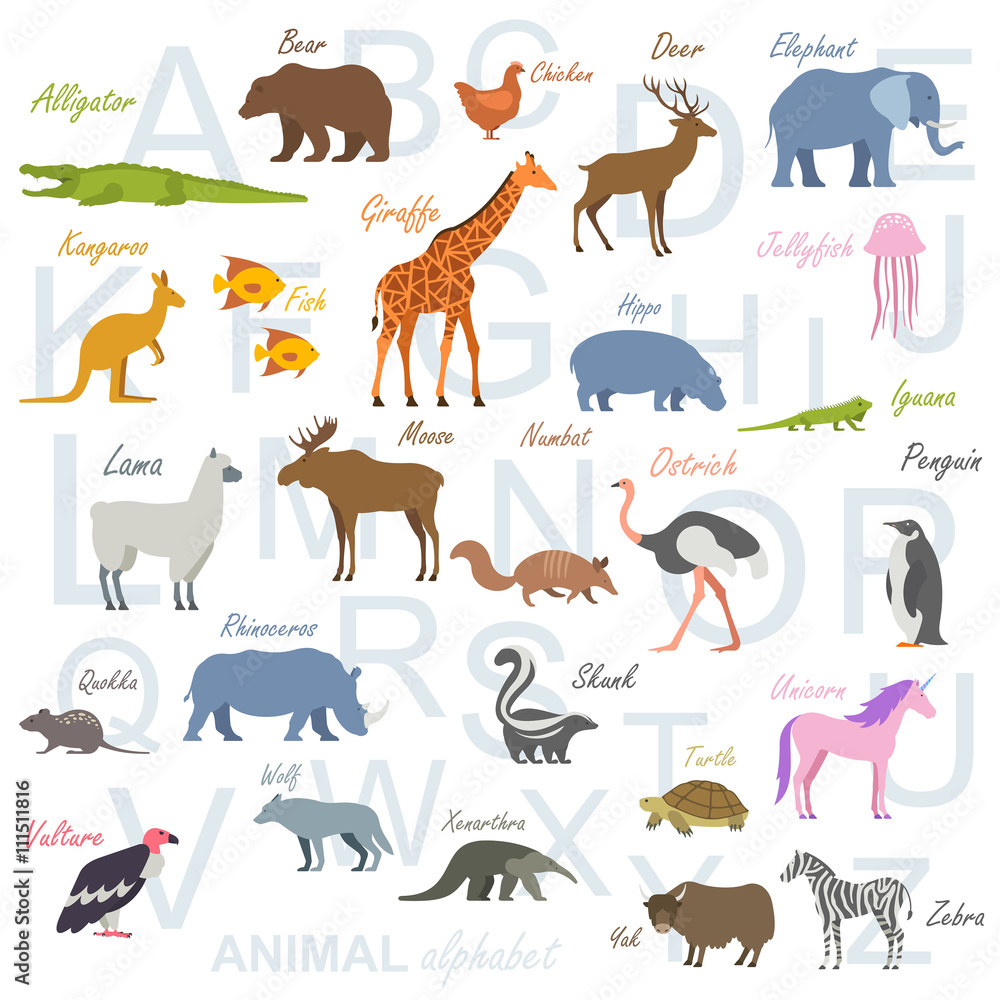 Animal alphabet poster for children Stock Vector | Adobe Stock