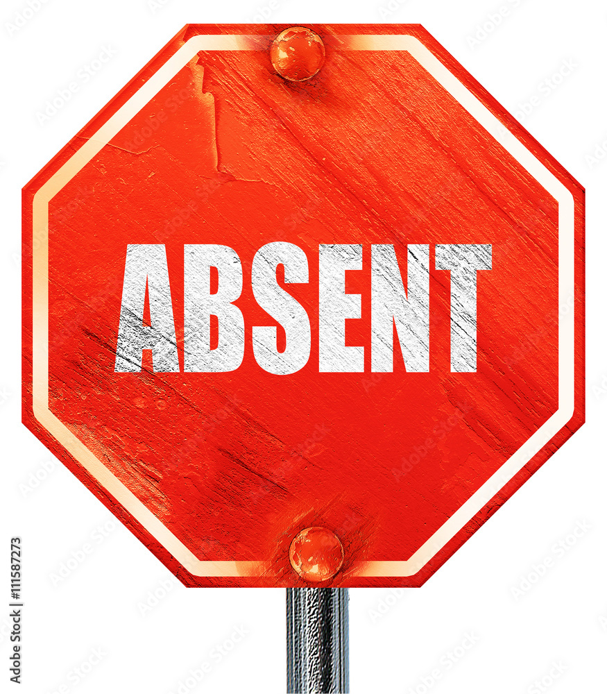 absent, 3D rendering, a red stop sign Stock Illustration | Adobe Stock