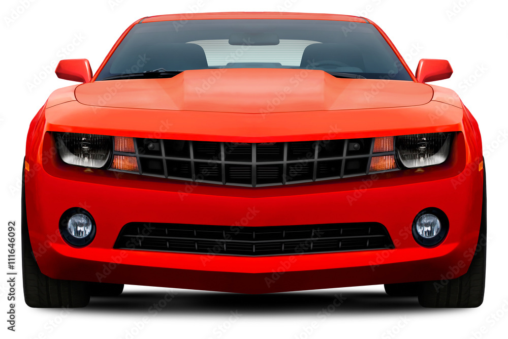 Red sport car front view isolated on white background. Stock Photo ...