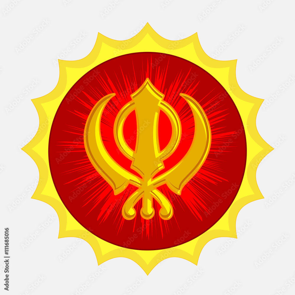 Golden Sikhism Symbol Badge Stock Vector | Adobe Stock