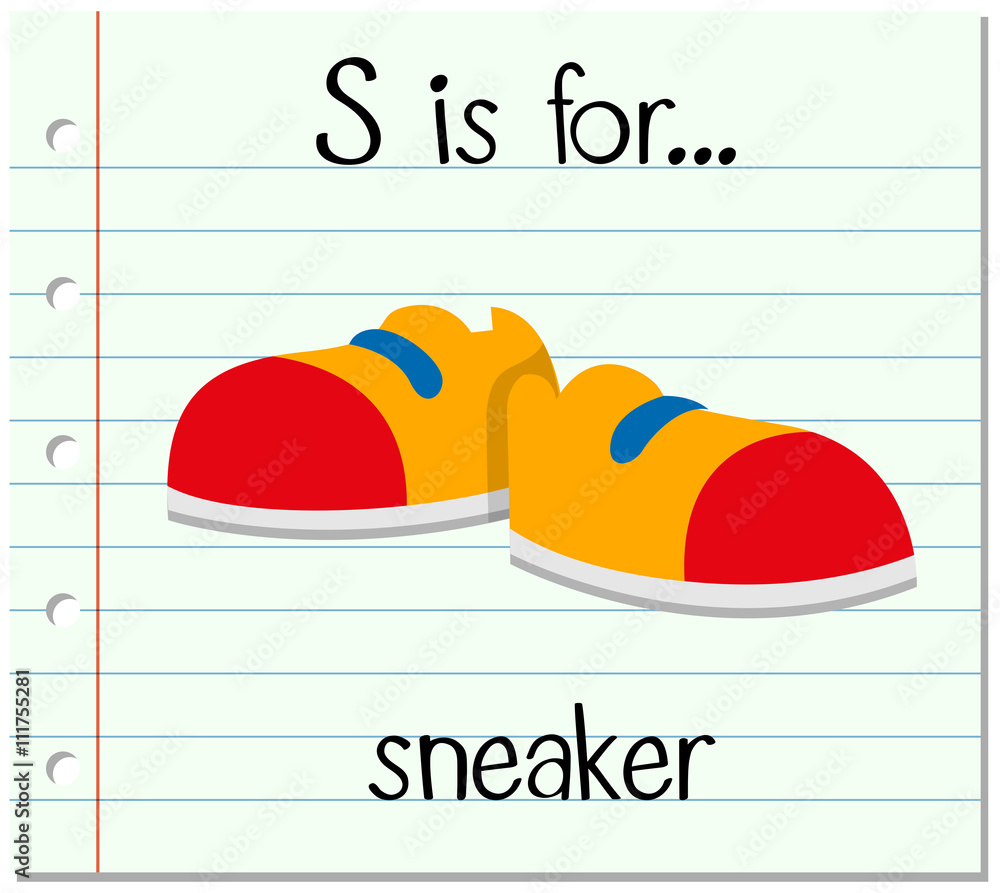 Flashcard letter S is for sneaker Stock Vector | Adobe Stock