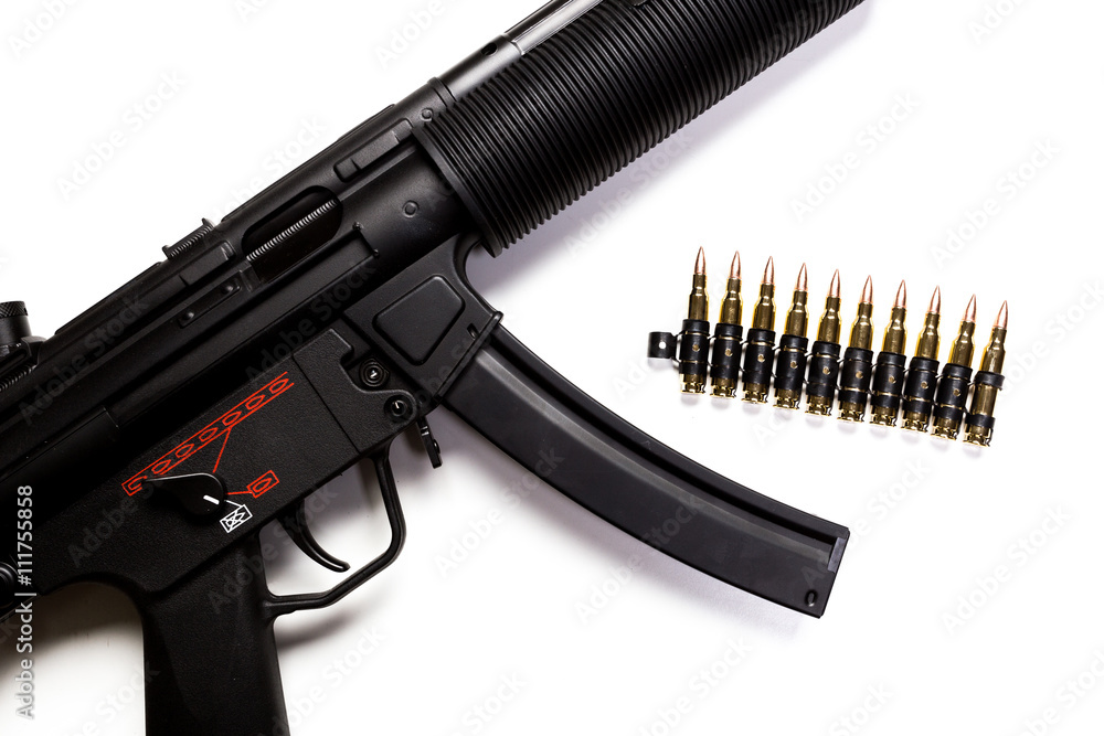 submachine gun MP5 with silencer isolated Stock Photo | Adobe Stock
