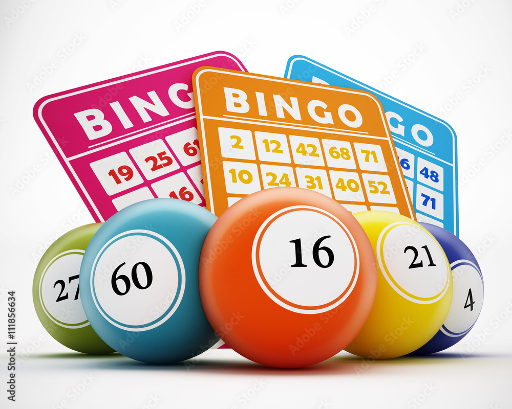 Bingo balls and cards. 3D illustration Stock Illustration | Adobe Stock