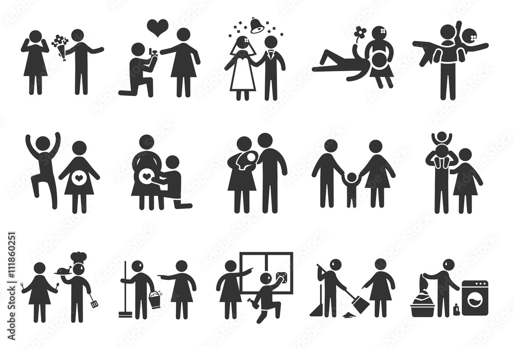 Marriage life icons -Illustration Stock Vector | Adobe Stock