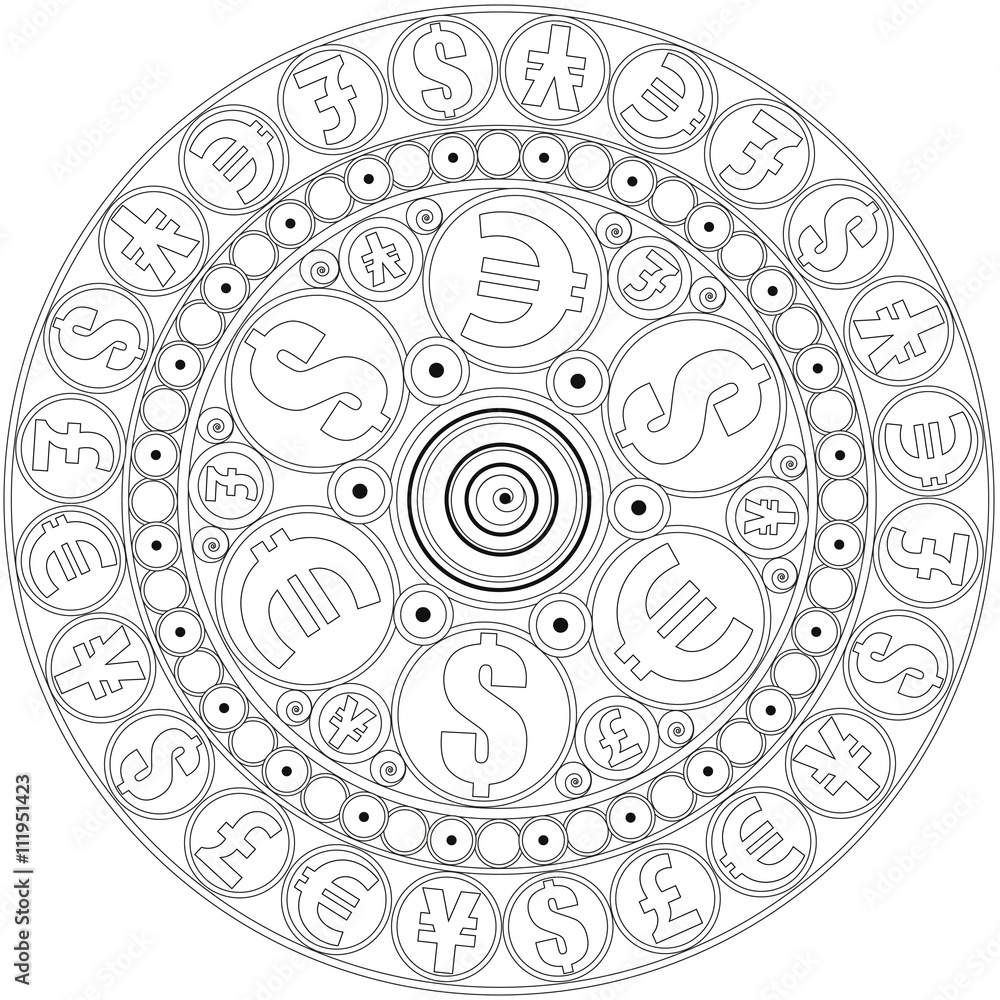 Mandala to attract money. Mandala to color. Coloring page for adults ...