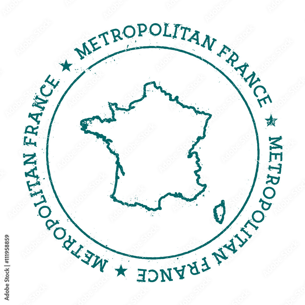France vector map. Retro vintage insignia with country map. Distressed ...