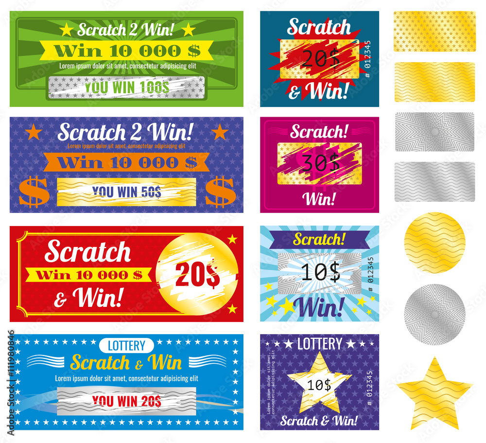 Prize and luck lottery tickets. Lottery tickets with scratch effect on ...