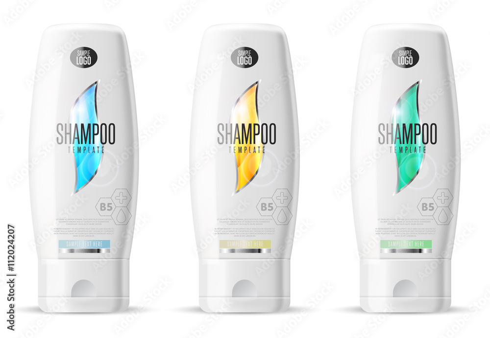 Shampoo design pack. Cosmetic brand template. Vector packaging. Body ...