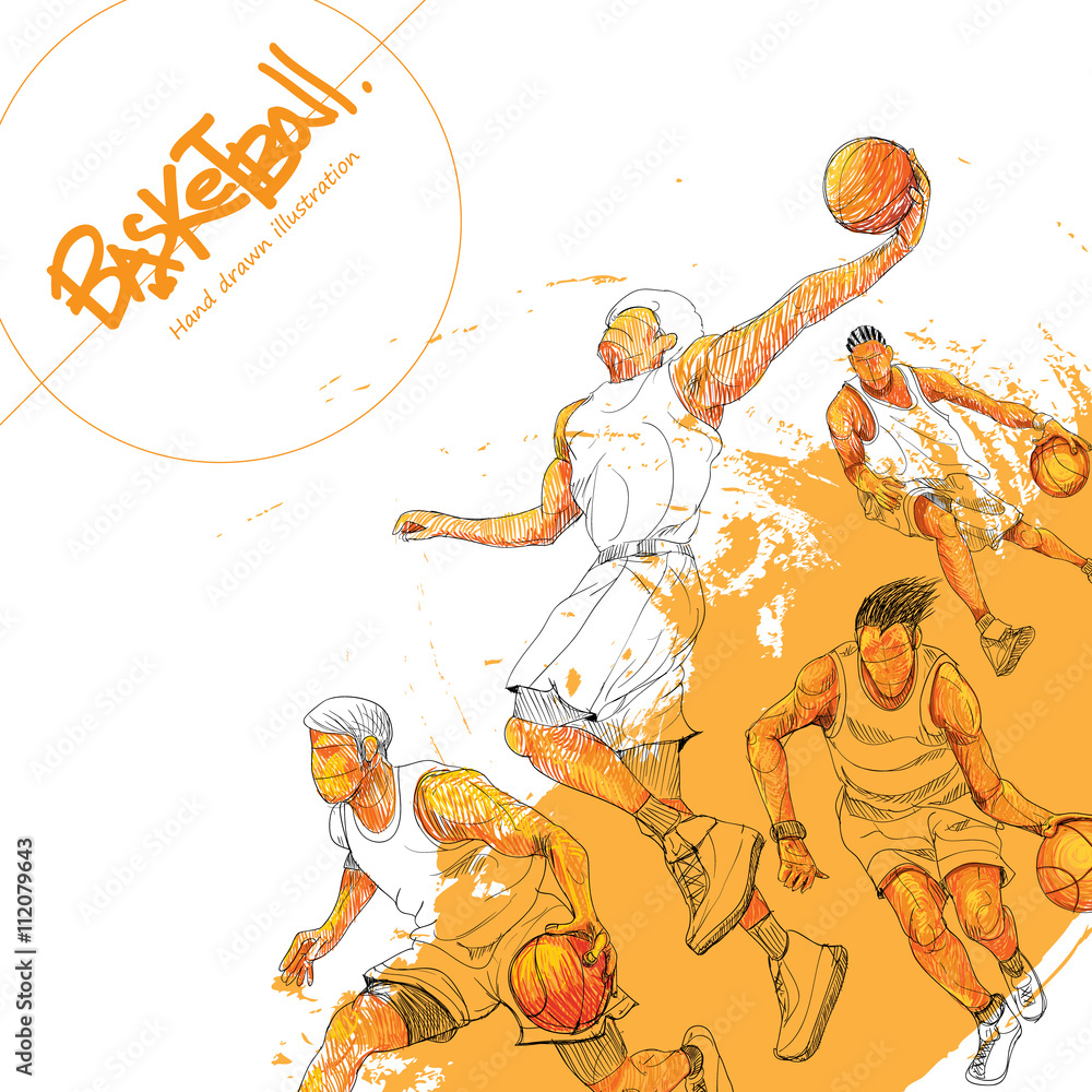 Illustration of basketball. hand drawn. basketball poster. Sport ...