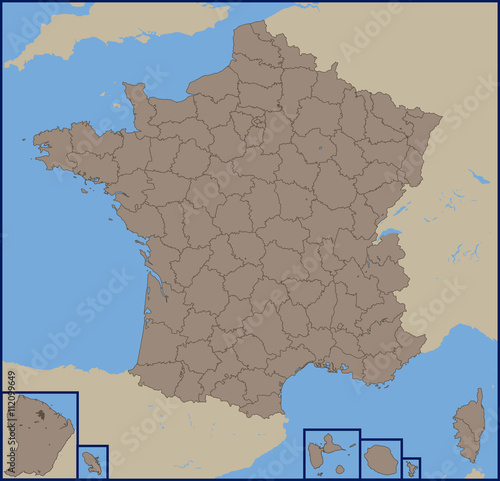Empty Political Map of France Stock Vector | Adobe Stock