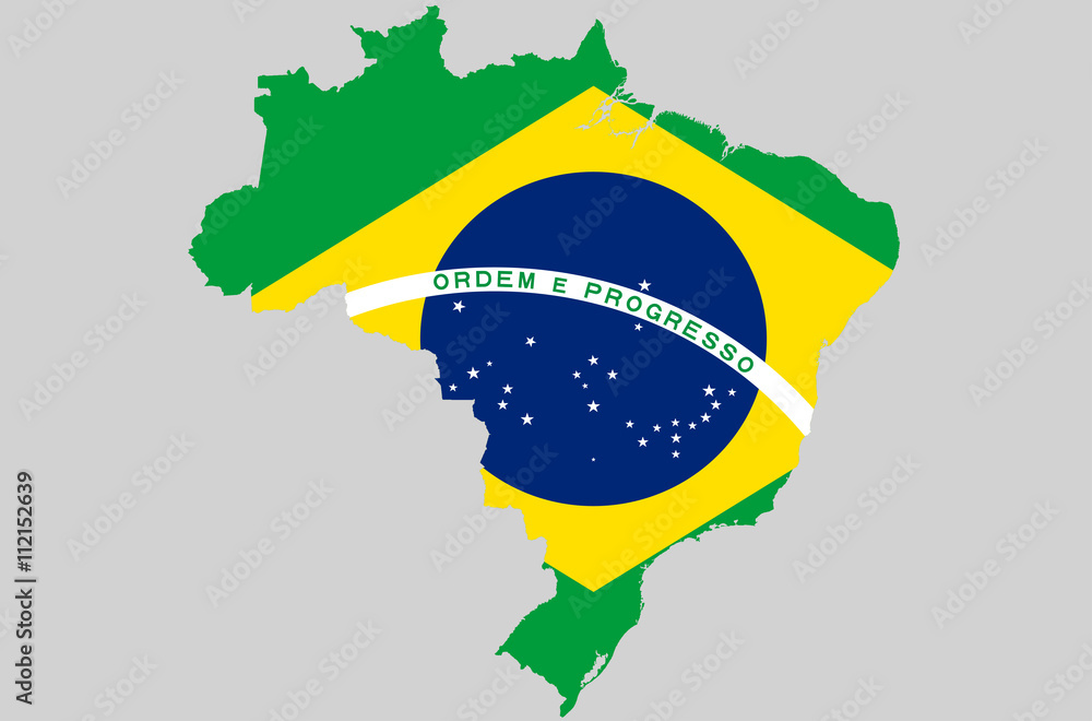 Vector Federative Republic of Brazil topographic map. Brazil flag on ...