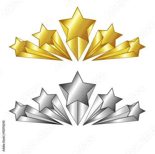 5 five star vector golden emblem. Award badge best service rate symbol ...