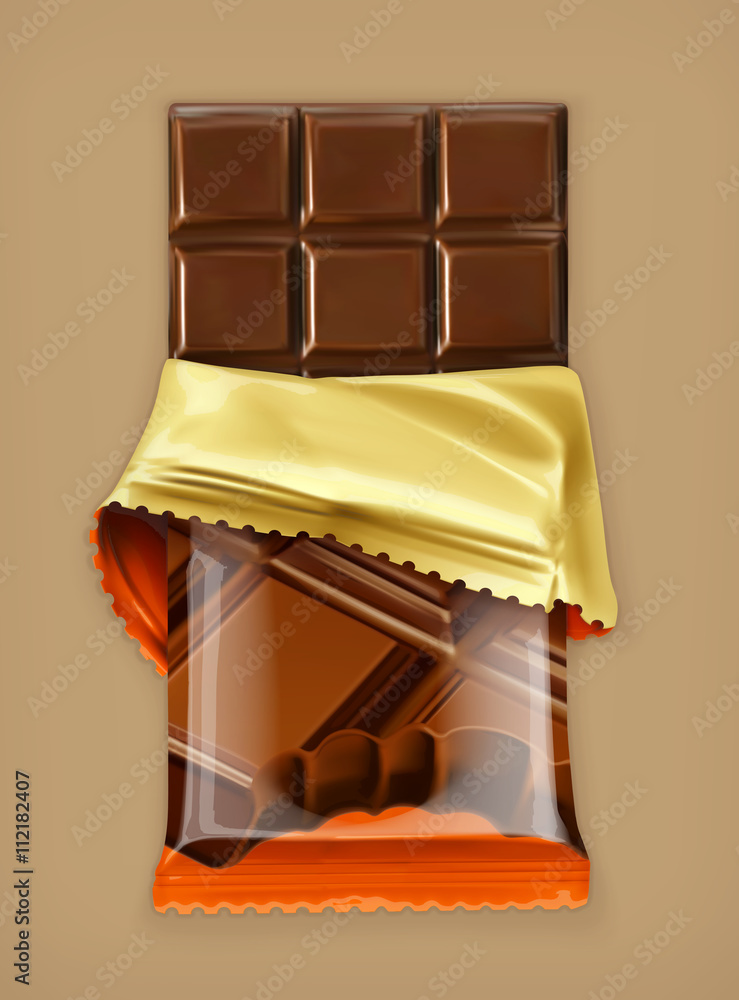 Chocolate bar, vector object Stock Vector | Adobe Stock