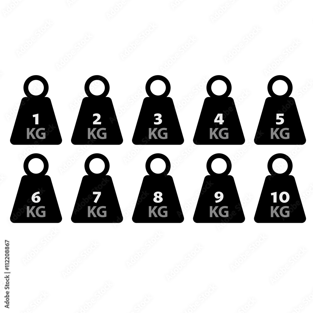 Weight Kilogram Icon showing interval from 1 to 10 kilograms Stock ...