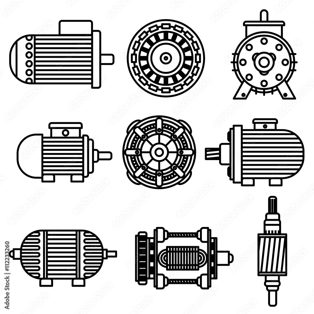 Electric motor vector icons Stock Vector | Adobe Stock
